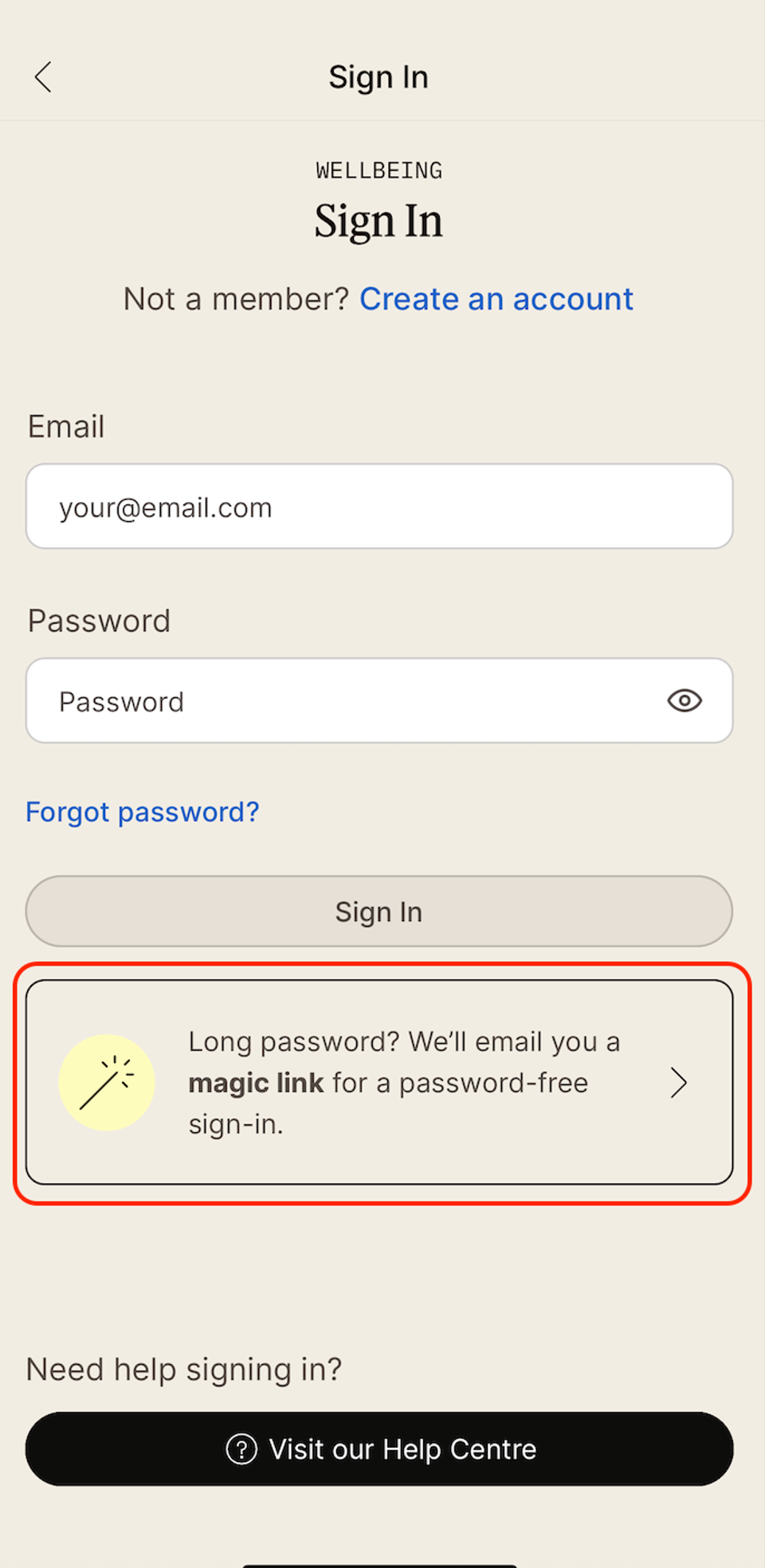 Magic link login